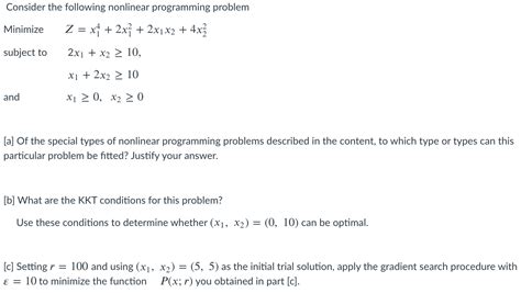 Solved Consider The Following Nonlinear Programming Problem