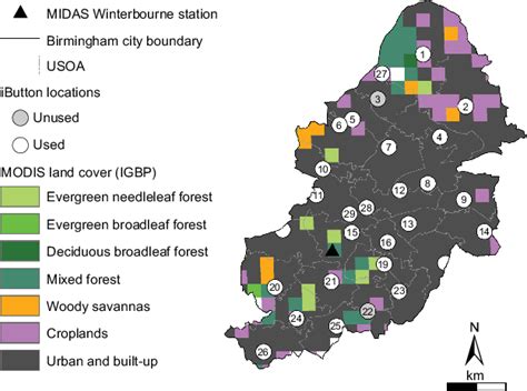 Location Of Birmingham Ibutton Sensors And Met Office Weather Station