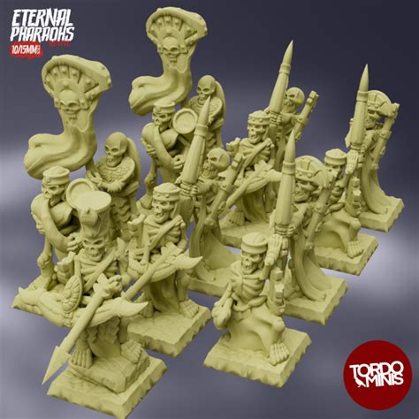 3d Printable Eternal Pharaohs Revive Skeleton Archers 10 15mm By Tordominis