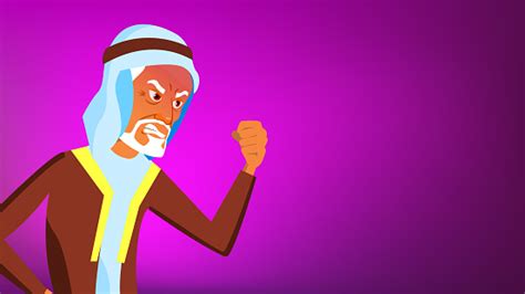 아랍 남자 배너 벡터입니다 감정을 표현 한다 제시 전통적인 가운입니다 대 한 엽서 발표 커버 디자인 일러스트 레이 션 Film Festival에 대한 스톡 벡터 아트 및