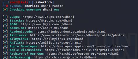 Kali Linux “footprinting” To Search For Other Peoples Social Media Accounts With Sherlock