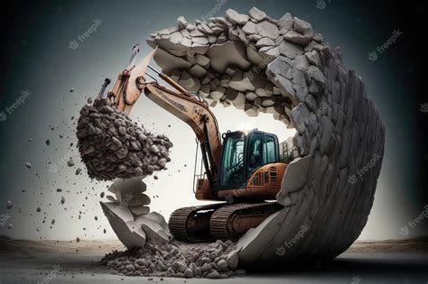 Premium Photo Excavator Scooping Rocks Stone Construction Made By Aiartificial Intelligence