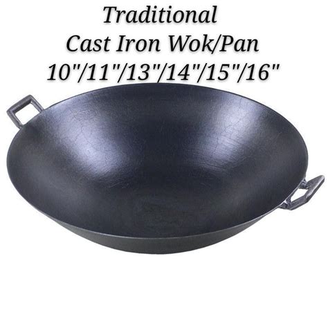 Hot Item Traditional Old Fashioned Cast Iron Wok Pan Non Stick Double Handle 10~22 Kuali
