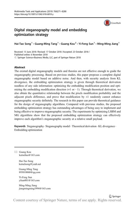 Digital Steganography Model And Embedding Optimization Strategy
