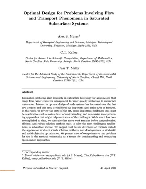 Pdf Optimal Design For Problems Involving Flow And Transport