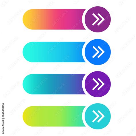 Web Buttons With Color Gradient And Thin Line Outline Style Stock