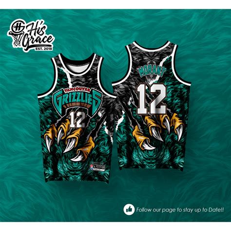 Full Sublimation Hisgrace Concept Jersey Grizzlies Morant Teal Shopee