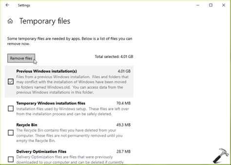 remove previous windows installation files in windows 10