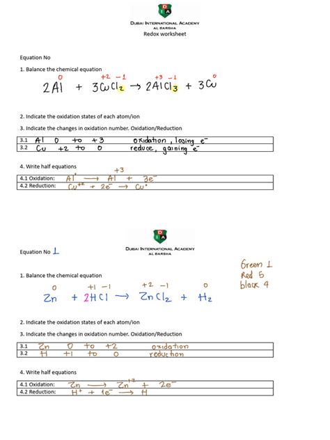 Redox Worksheet Pdf Redox Chemistry