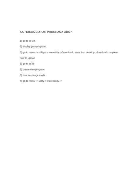 Sap Dicas Copiar Programa Abap Pdf
