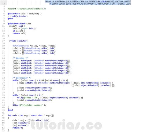Colas Objective C Poo Suma De Colas