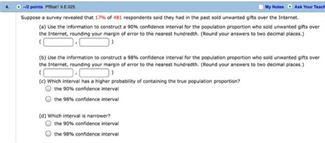 solved suppose a survey revealed that 17 of 481 respondents