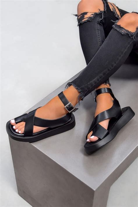 Adelina Chunky Gladiator Sandals Black Black Gladiator Sandals