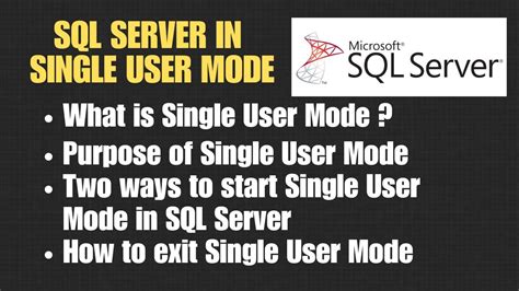 Sql Server Single User Mode Explained Step By Step Guide Youtube