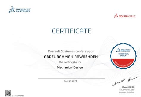 Abdel Rahman Rawashdeh On Linkedin Cswa Solidworks Certification