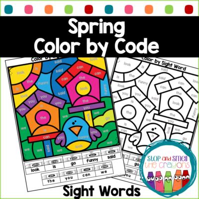 Spring Color By Code Stop And Smell The Crayons