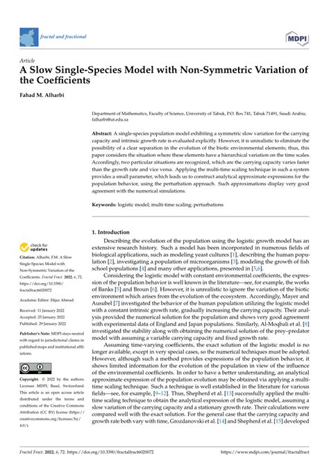 Pdf A Slow Single Species Model With Non Symmetric Variation Of The
