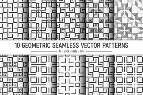 10 Seamless Geometric Vector Patterns Graphic By Avk Graphics · Creative Fabrica
