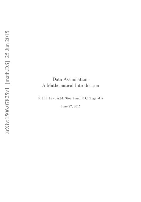 Pdf Data Assimilation A Mathematical Introduction