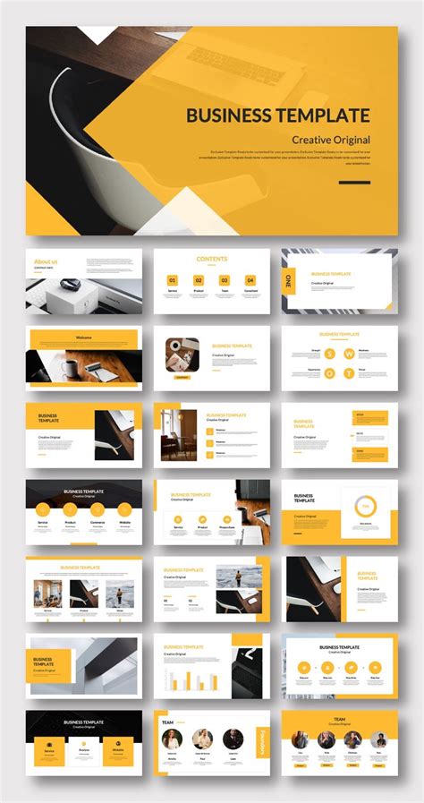 An Image Of A Yellow And Black Presentation Powerpoint Template With