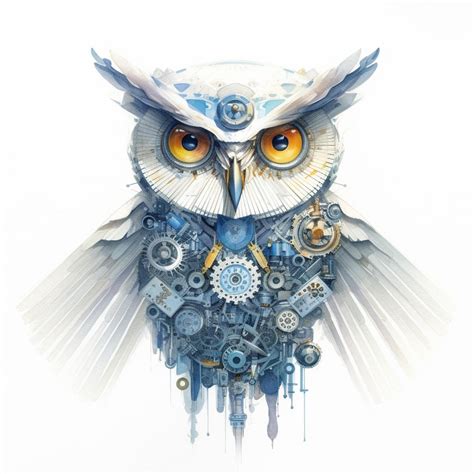 Premium Ai Image There Is A Picture Of An Owl With A Clockwork On Its