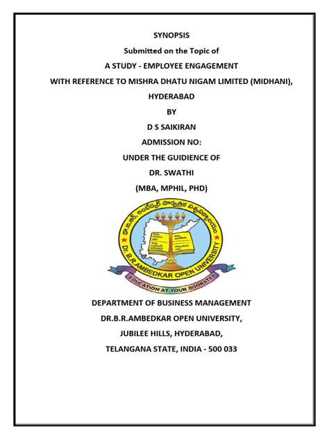 Project Proposal And Synopsis Saikiran D S Employee Engagement 04