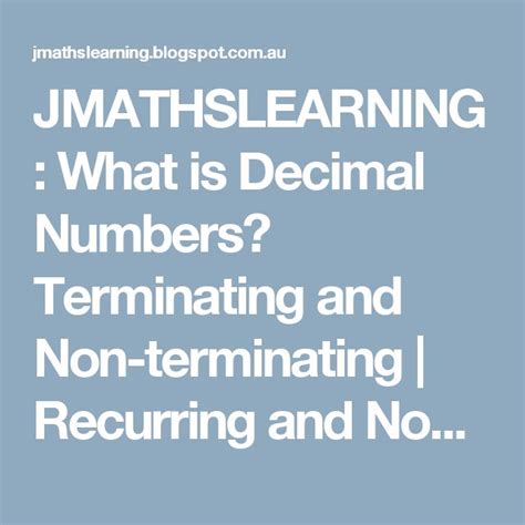 jmathslearning what is decimal numbers terminating and non