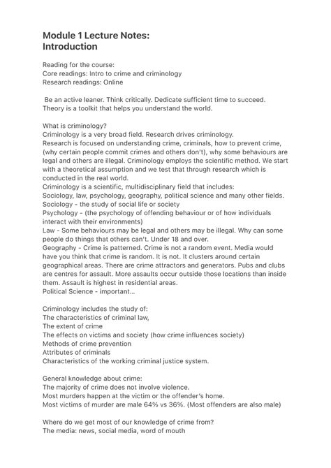 Module 1 Lecture Notes Module 1 Lecture Notes Introduction Reading For The Course Core