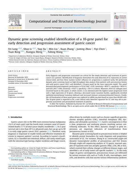 Pdf Dynamic Gene Screening Enabled Identification Of A 10 Gene Panel For Early Detection And