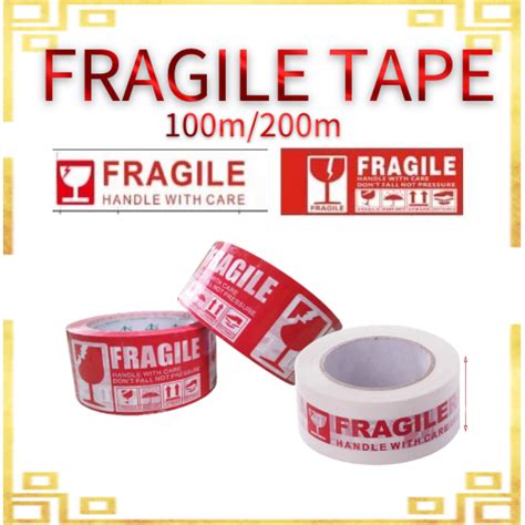 White Fragile Tapered Fragile Tape Packaging Tape 100m 200mwith Broken Glass Logo Parcel White Fragile Tapered Fragile Tape Packaging Tape 100m 200mwith Broken Glass Logo Parcel