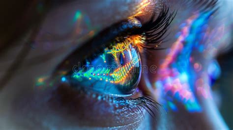 Close Up Of A Colorful Eye Showcasing Advanced Genetic Modifications