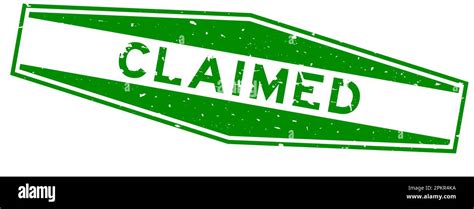 Grunge Green Claimed Word Hexagon Rubber Seal Stamp On White Background