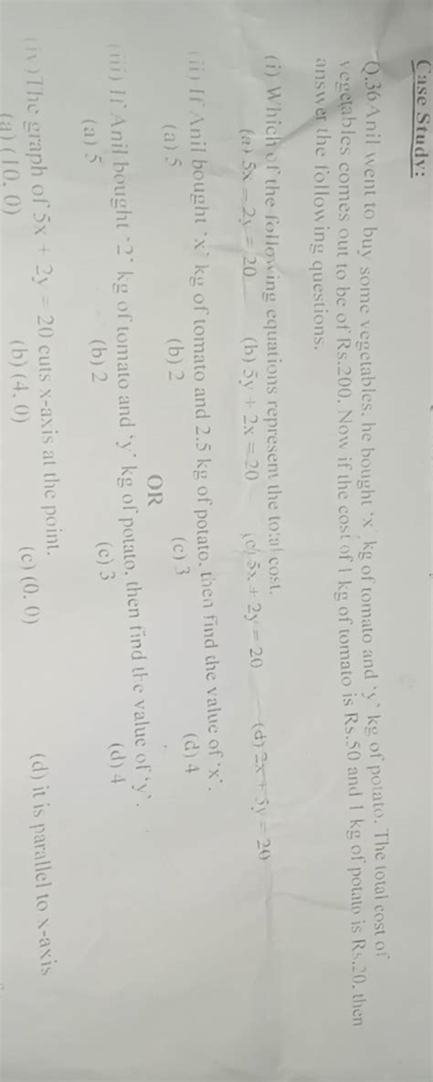 The Graph Of 5x 2y 20 Cuts X Axis At The Point Filo