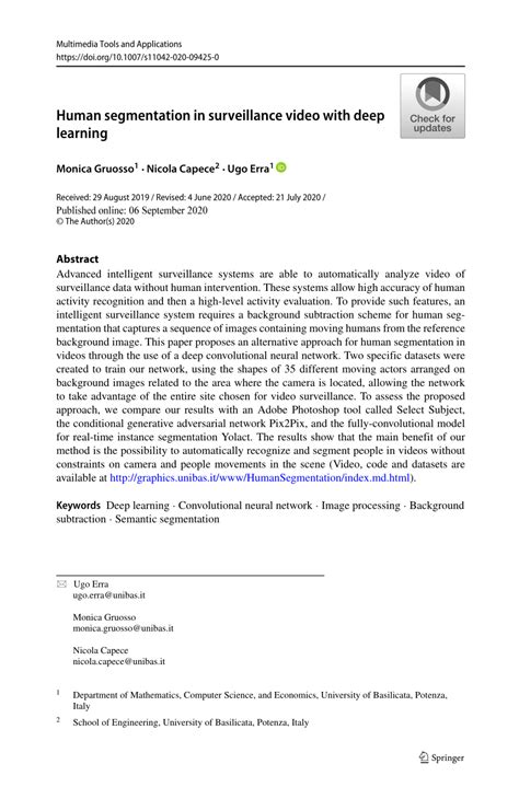Pdf Human Segmentation In Surveillance Video With Deep Learning
