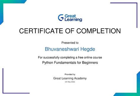 Completed Python Fundamentals Course Bhuvaneshwari Hegde