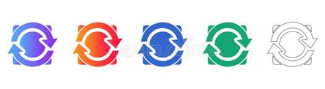 Continuous Cloud Sync And Refresh Icon Set Stock Vector Illustration Of