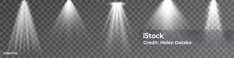 투명한 배경에서 격리된 스포트라이트 집합입니다 백색 광선과 빔을 가진 벡터 빛나는 빛 효과 Png 벡터 일러스트레이션 점화에 대한 스톡 벡터 아트 및 기타 이미지 Istock