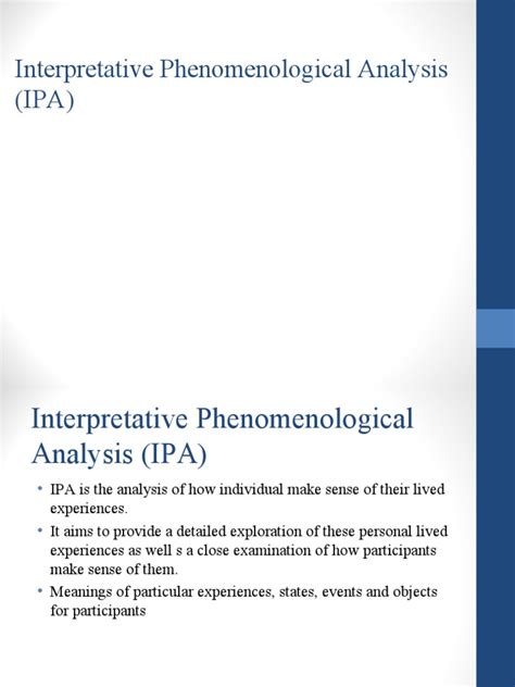 Interpretative Phenomenological Analysis Ipa Pdf Experience Mental Processes