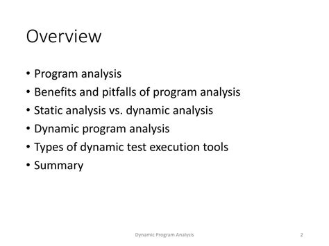 Ppt Dynamic Program Analysis Powerpoint Presentation Free Download
