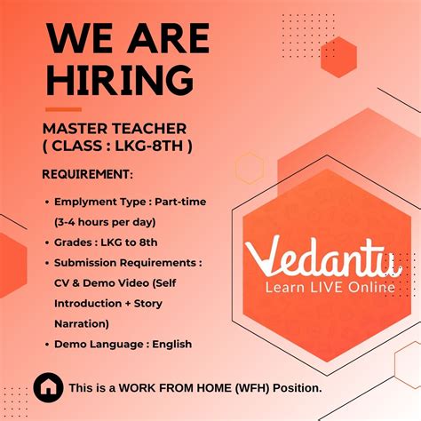 Vedantu Is Hiring Online Work From Home Wfh Master Teachers For Grades Lkg To 8th Are You A