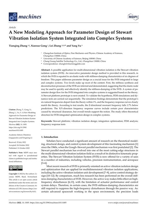 Pdf A New Modeling Approach For Parameter Design Of Stewart Vibration