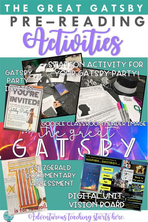 The Great Gatsby Prereading Lessons Activities And Fun Pre Reading Activities Language
