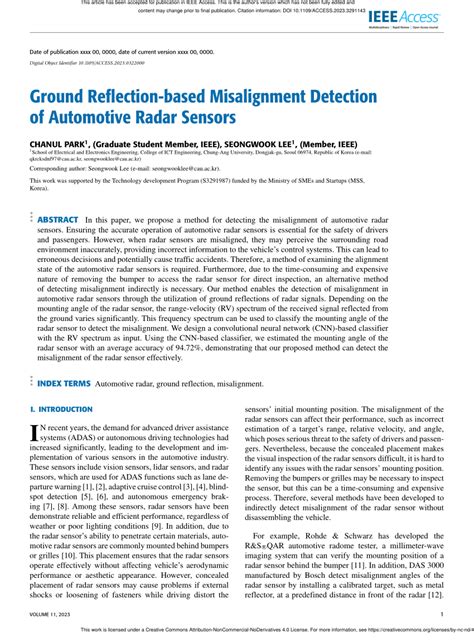 PDF Ground Reflection Based Misalignment Detection Of Automotive Radar Sensors