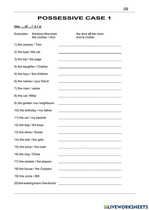 possessive case 1 worksheet superlative adjectives subject and