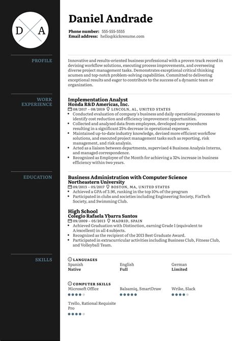 Implementation Analyst Resume Sample Kickresume