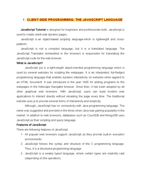 Client Side Programming The Javascript Language 1 Client Side Programming The Javascript