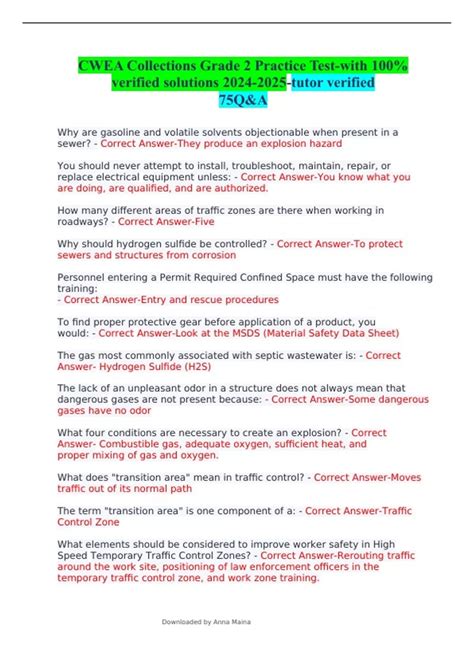 Cwea Collections Grade 2 Practice Test With 100 Verified Solutions