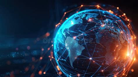 Innovative Globe Interconnected With A Network Of Dots Signifying Data Flow And Global