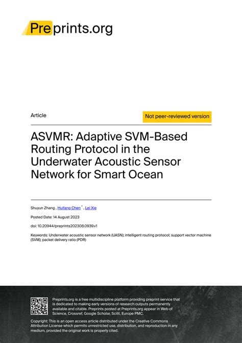Pdf Asvmr Adaptive Svm Based Routing Protocol In The Underwater