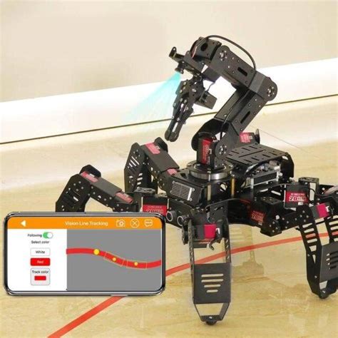 hexapod ai robotic explorer with vision arm pi 4b powered robot kit